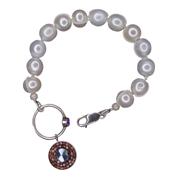 Unexpected: pearl, amethyst, labradorite mosaic bracelet - Sophia Forero Designs