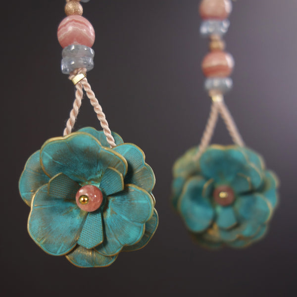 She Let the Light In: rose gold/kyanite flower ear - Sophia Forero Designs